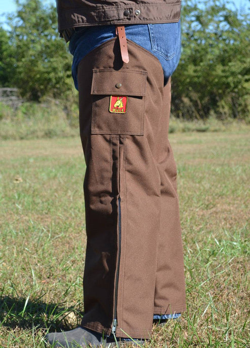 Mule Brand Brown Plain Chaps | No Liner Briar Tough | Okie Dog Supply ...